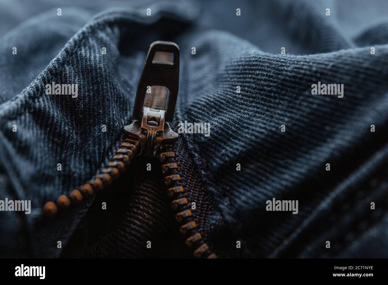 Close up of blue jeans zipper Stock Photo - Alamy
