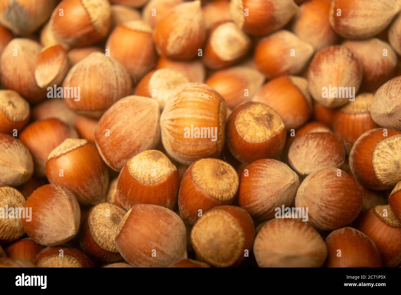 Hazelnuts in bulk. Surface texture. Close up Stock Photo - Alamy
