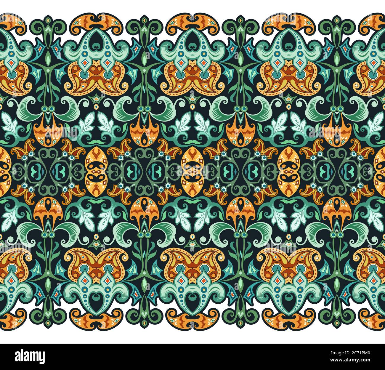 Abstract ethnic nature tile stripe seamless border Stock Vector Image ...