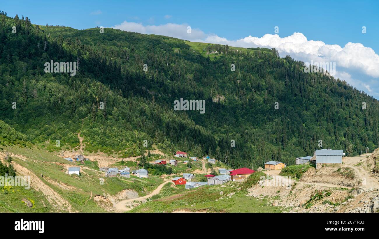Artvin, Turkey - July 2018: Misirli village in highlands of Blacksea ...