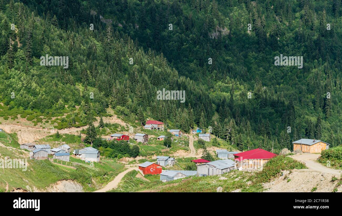 Artvin, Turkey - July 2018: Misirli village in highlands of Blacksea ...