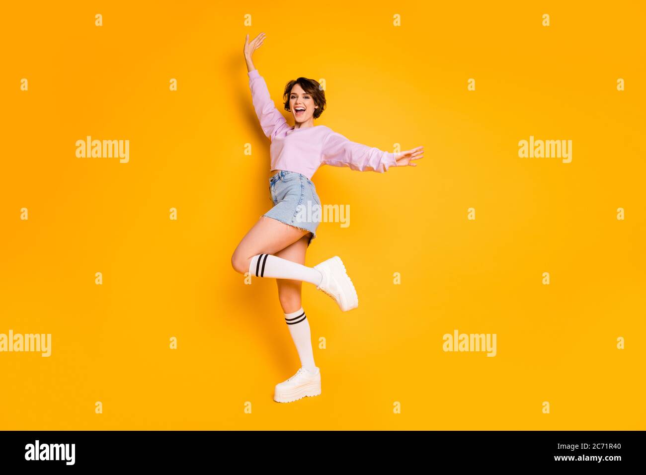 Full length body size view of her she nice attractive lovely pretty ...