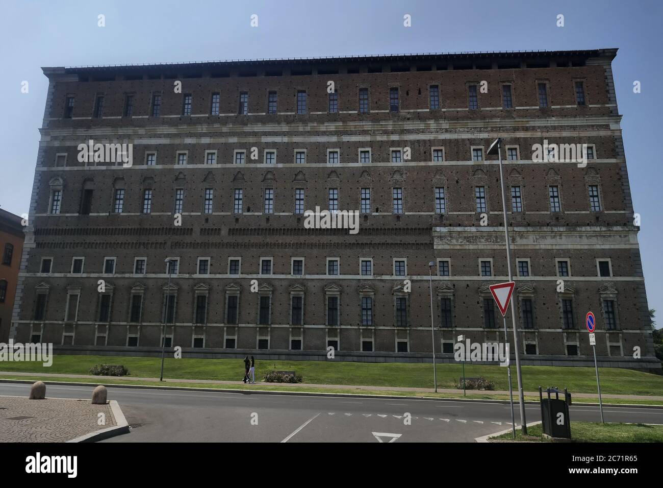 Exterior of the historic building known as Palazzo Farnese in Piacenza ...
