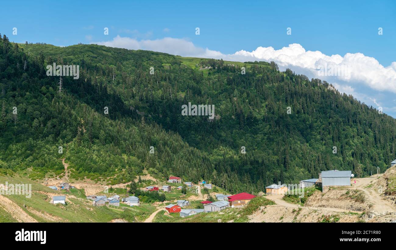 Artvin, Turkey - July 2018: Misirli village in highlands of Blacksea ...