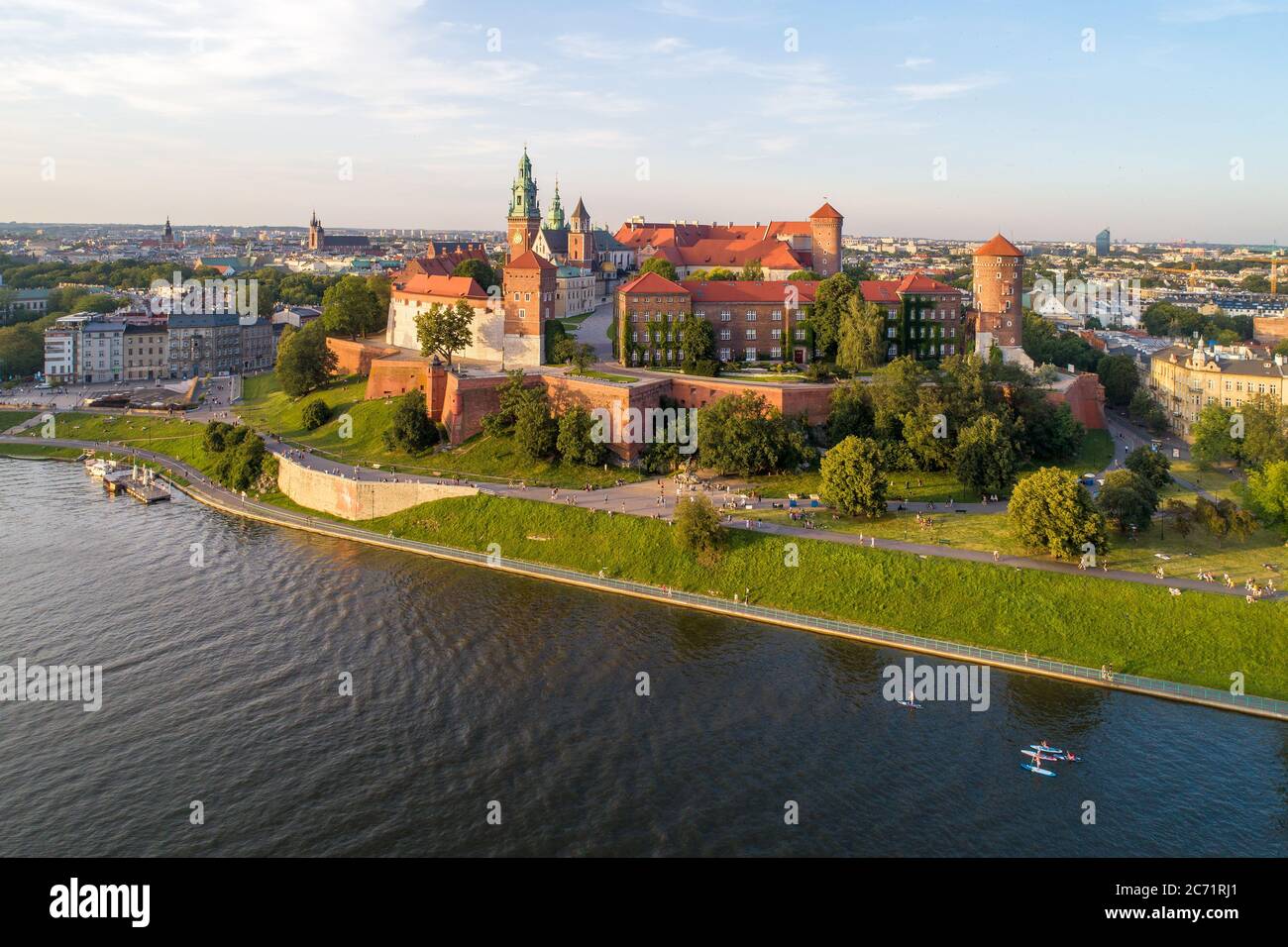 Royal Wawel Cathedral and castle in Krakow, Poland. Aerial view in ...