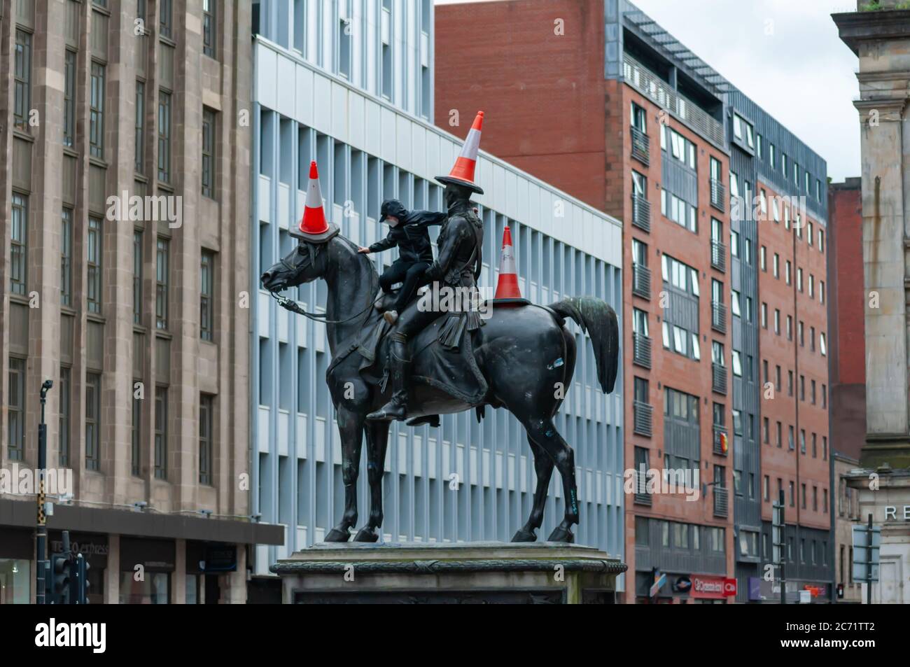 Traffic cones on statue hi-res stock photography and images - Alamy