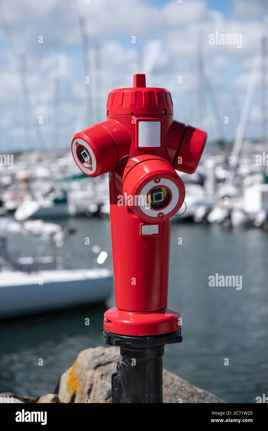 Fire hydrant for the fire brigade on the quay of a port in France Stock ...