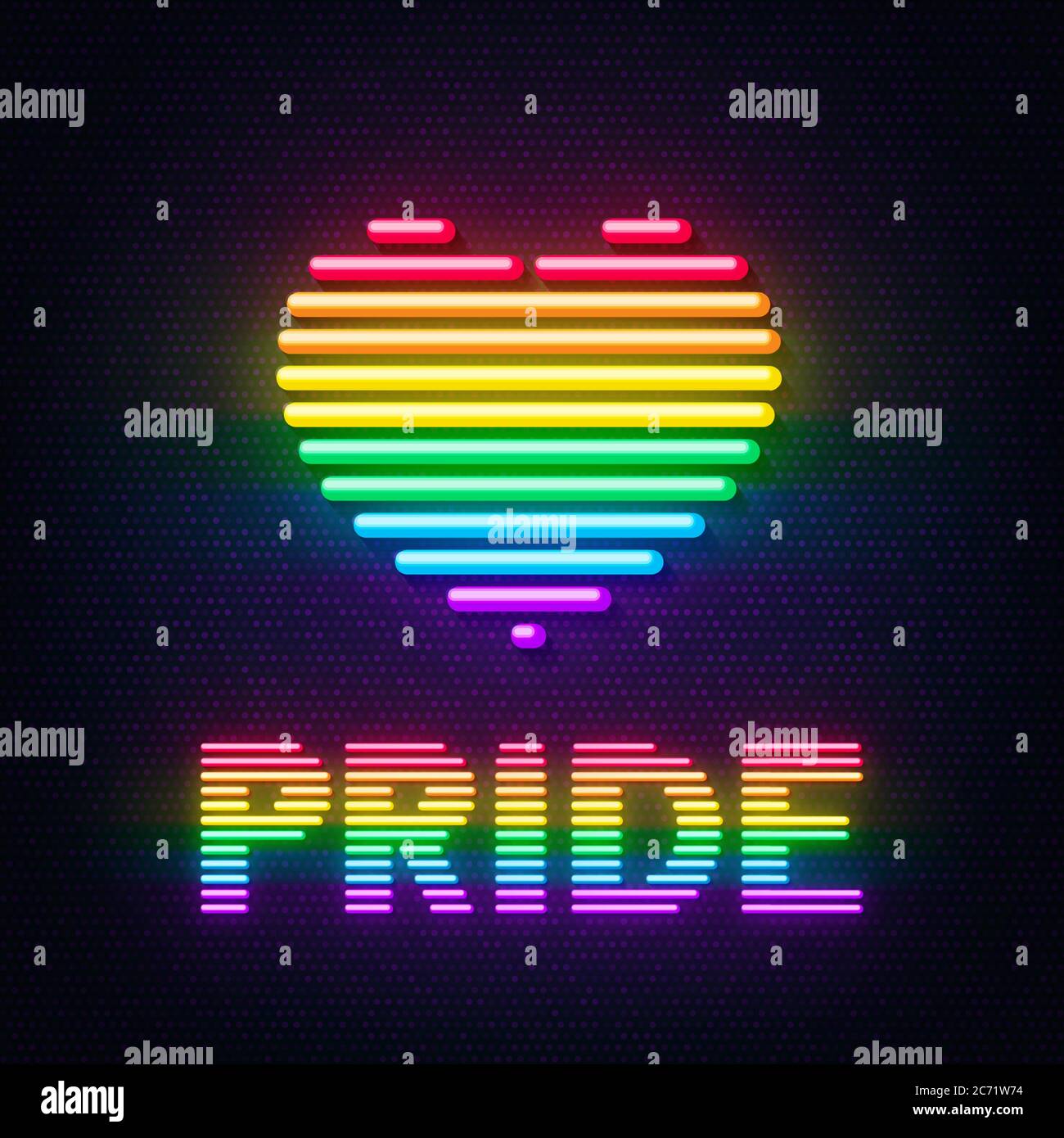 Neon heart and pride inscription painted in the colors of the LGBT ...