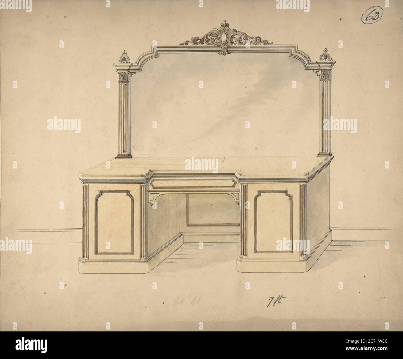 Design for a Desk with Mirror, 1841-84 Stock Photo - Alamy