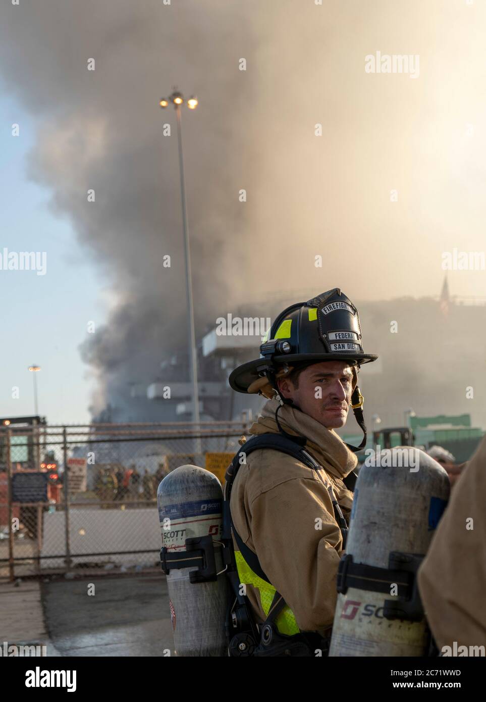 San Diego, United States. 12th July, 2020. U.S. Navy fireman join with ...