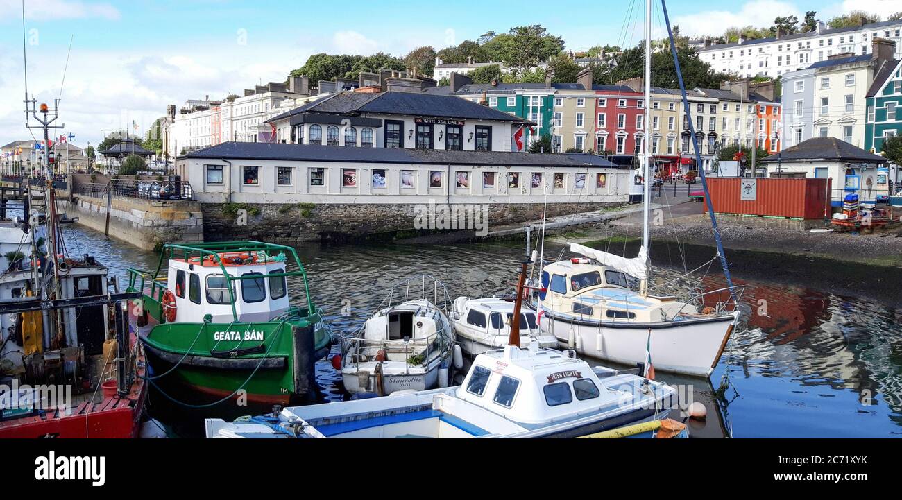 Cork Harbour, Cobh showing White Star Line building Stock Photo - Alamy