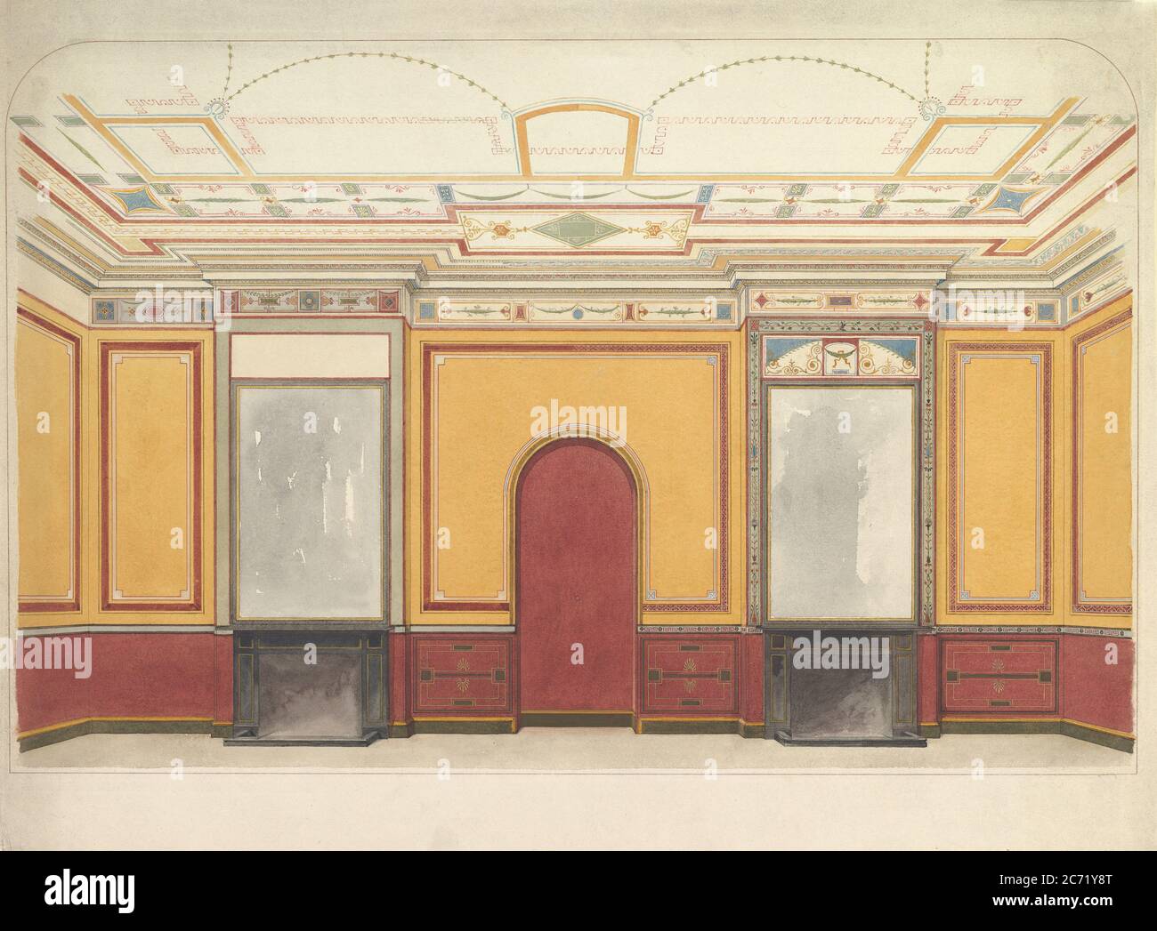 Design for a room with two fireplaces, ca. 1860 Stock Photo - Alamy