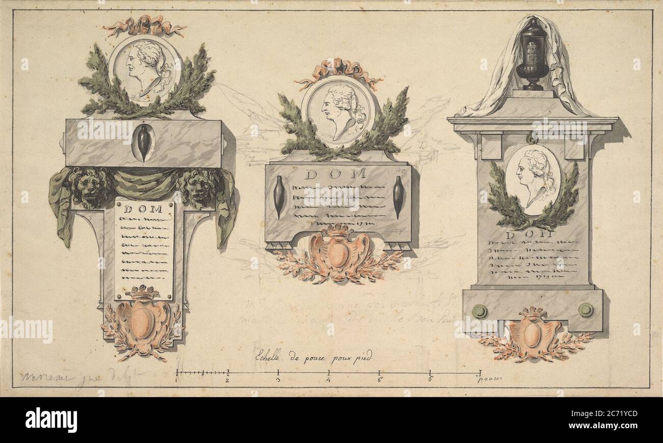 Three Designs for a Funerary Monument or Epitaph, ca. 1770-90 Stock ...