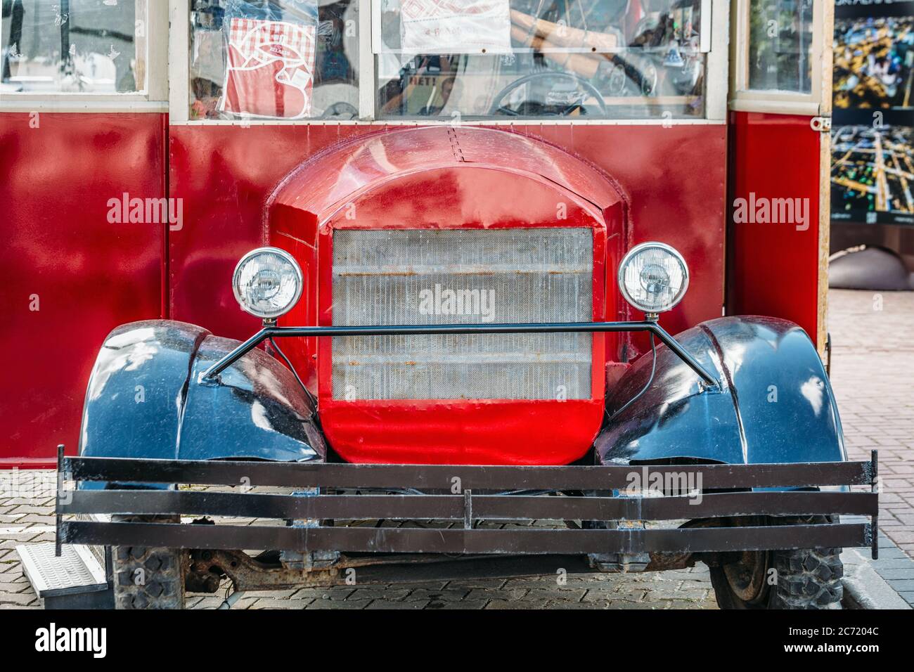 Old red classic freight car at Minsk, Belarus Stock Photo - Alamy