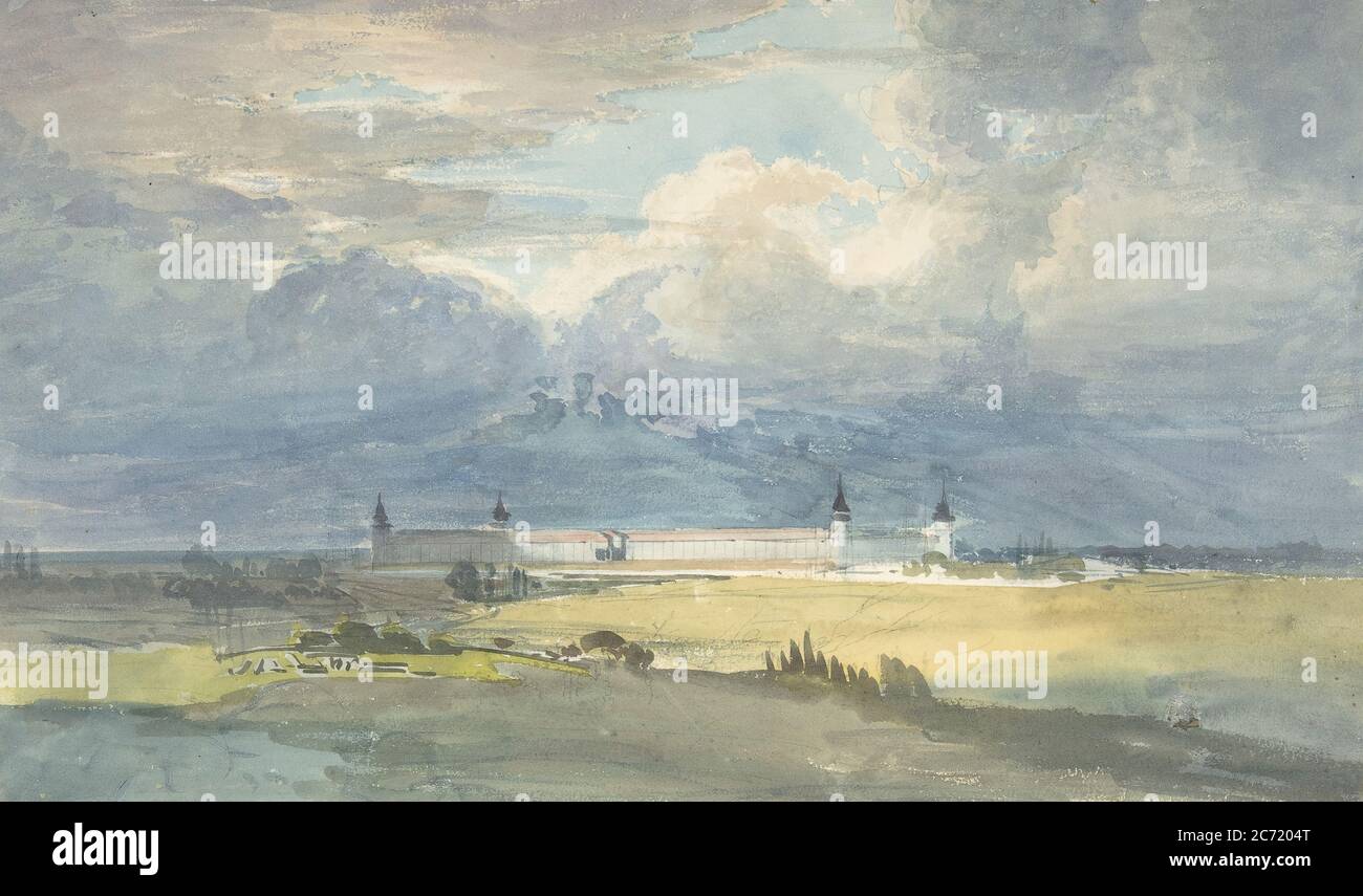Landscape with a Large Building, 1818-83 Stock Photo - Alamy
