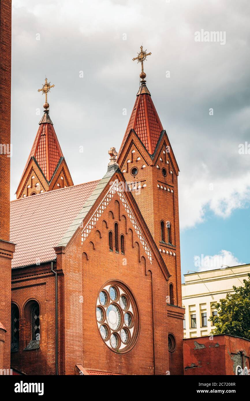Church Of Saints Simon And Helen or Red Church And Fountain At ...