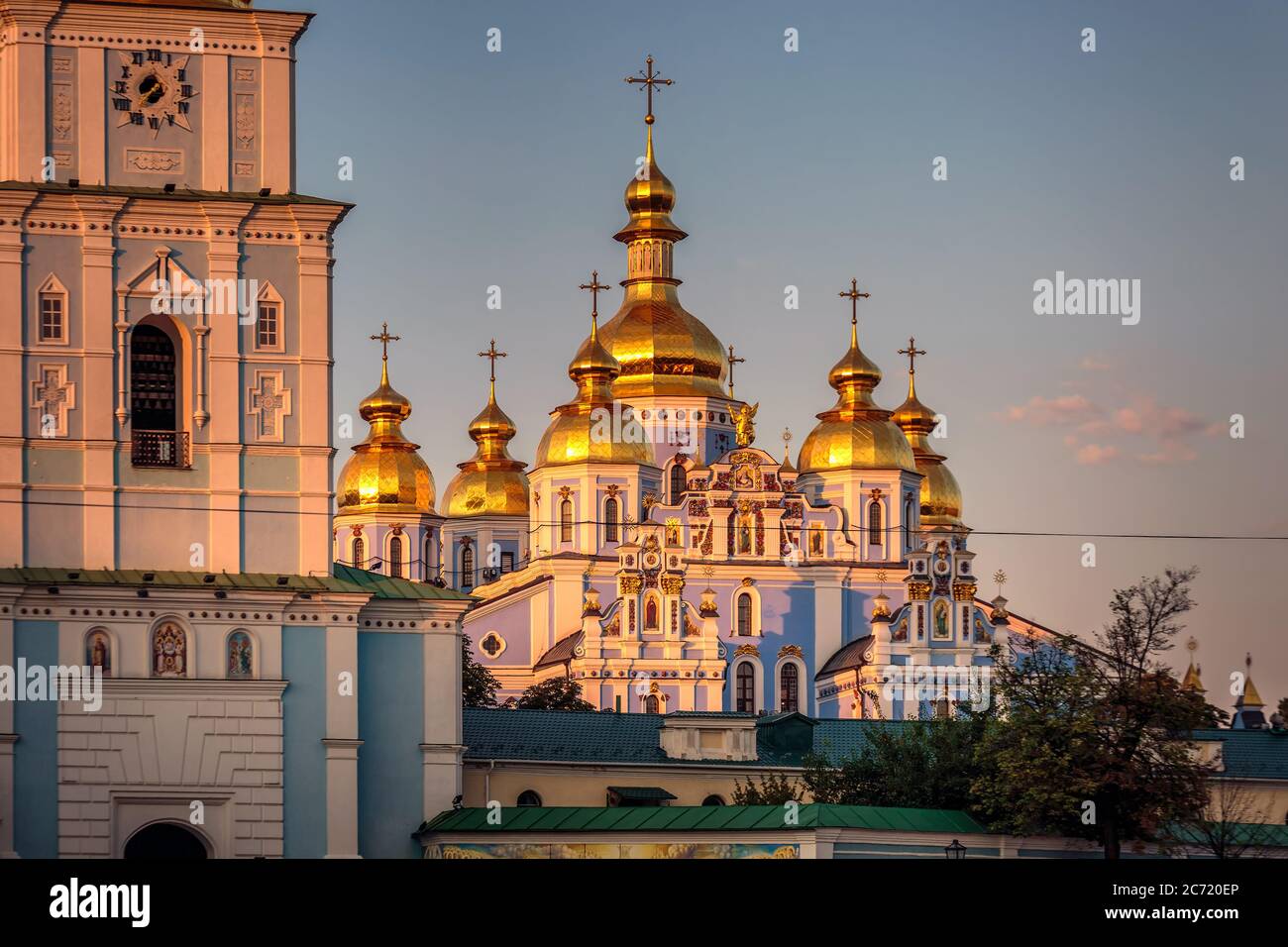 Reconstructed St. Michael's Golden-Domed Monastery shot at sunset Kiev ...