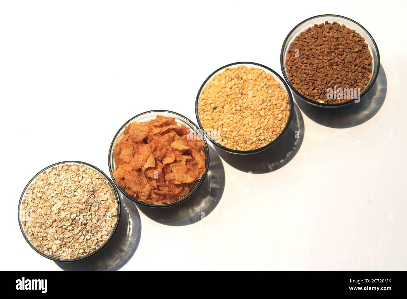 Collection of legumes (Pigeon Peas, Fenugreek Seed, corn flakes) in ...