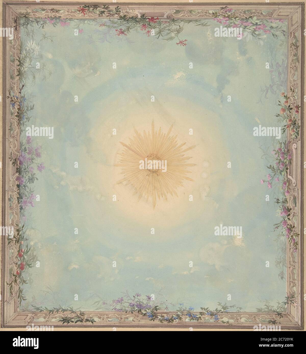 Designs for Ceilings with Central Sunburst, 19th century Stock Photo ...