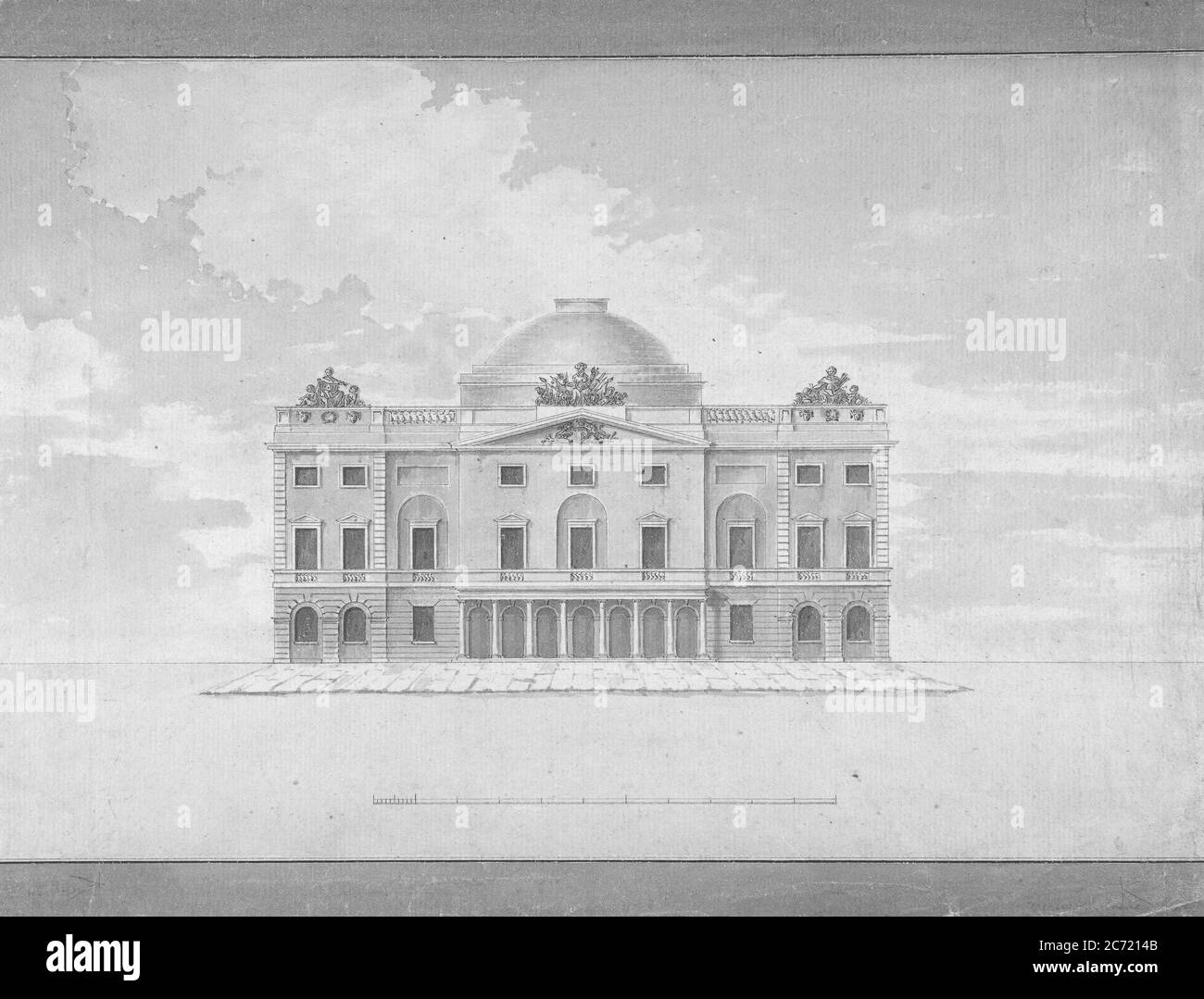 Design for the Facade of a Theater (Perspective), late 18th-early 19th ...