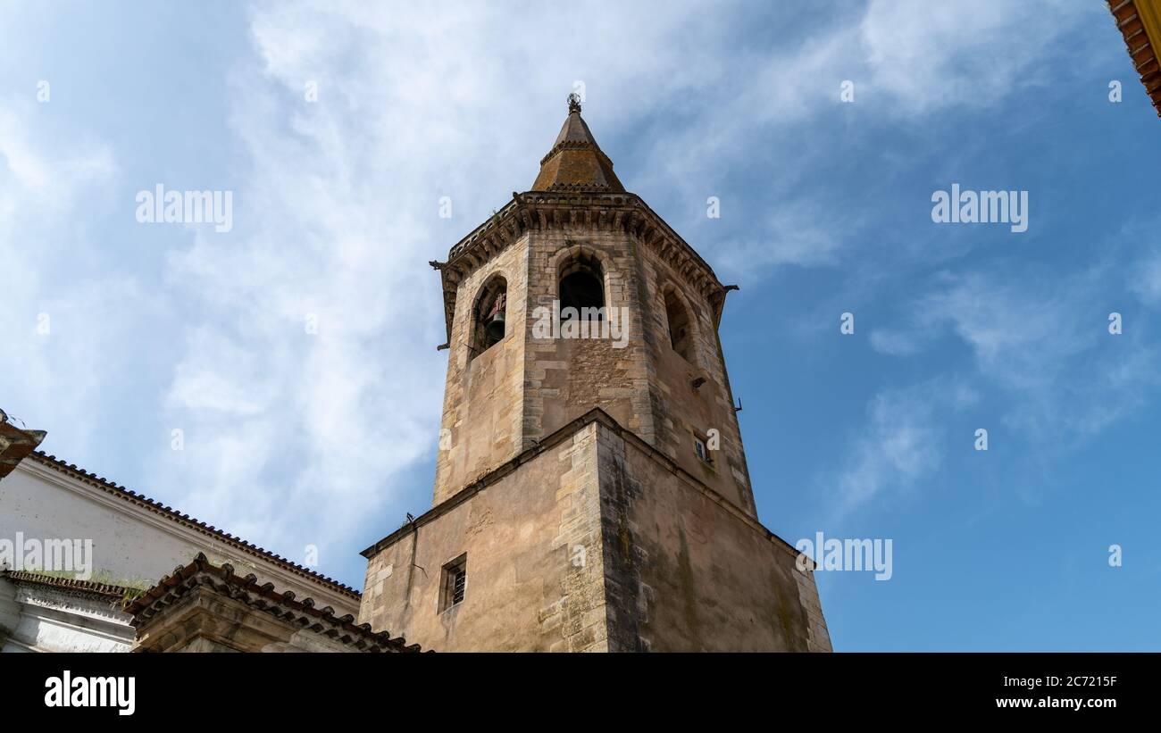 Tomar, Portugal - April 2018: Bell tower of the St. John Baptist church ...