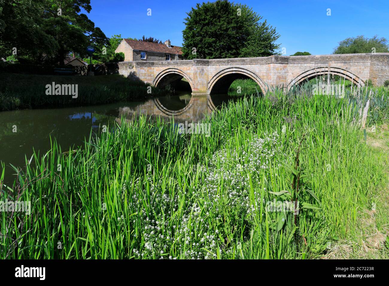 Spring, river Welland bridge, Deeping St James town, Lincolnshire ...