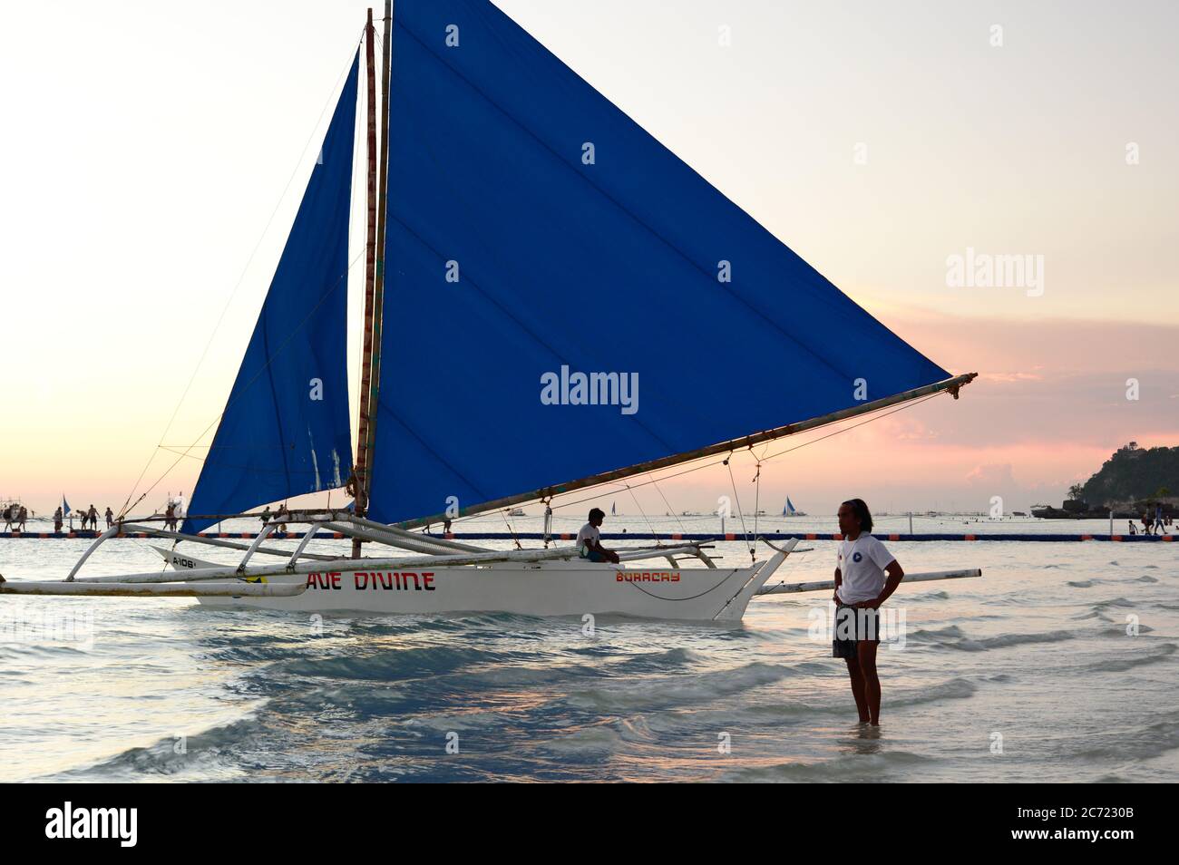 Paraw on White Beach. Boracay. Aklan. Western Visayas. Philippines ...