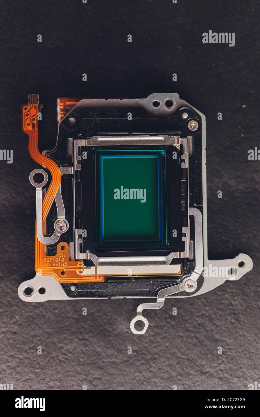 Matrix from a SLR camera on a dark background, macrophotography Stock ...