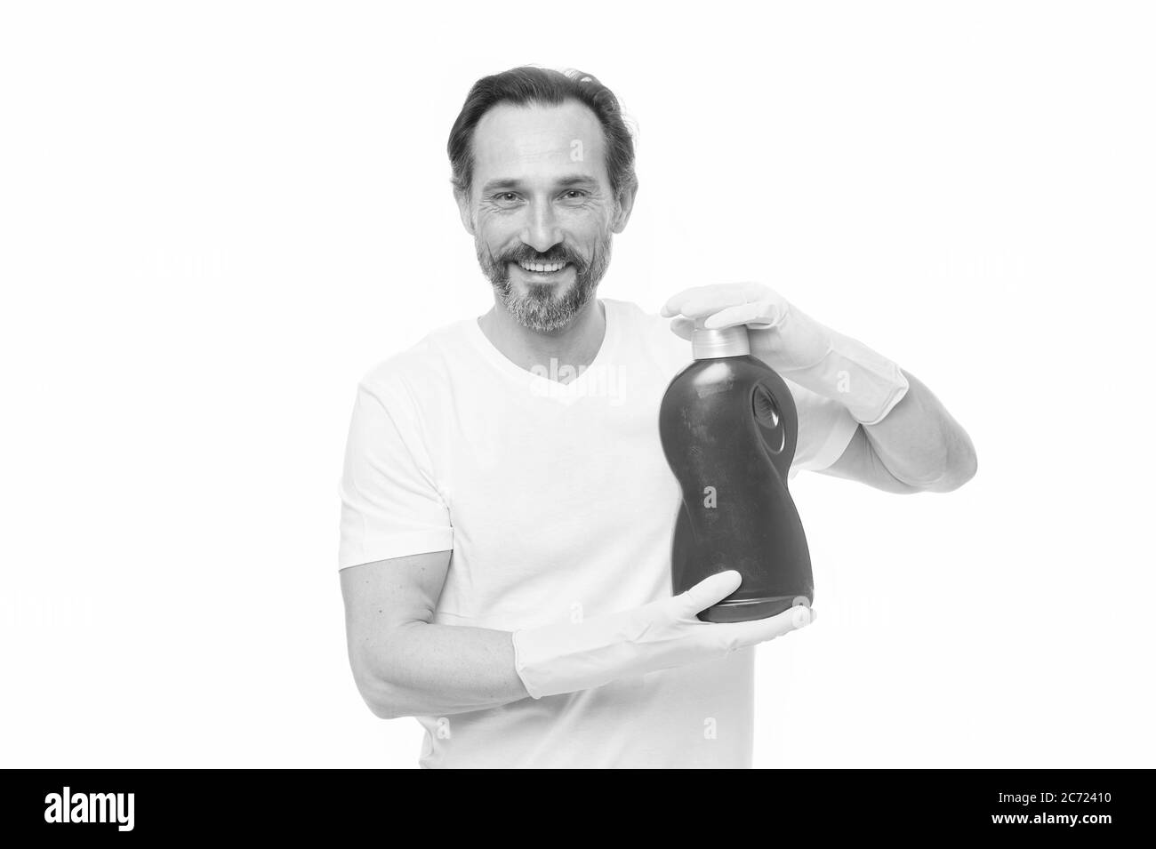 best cleaning company service. mature man ready to clean house. male ...