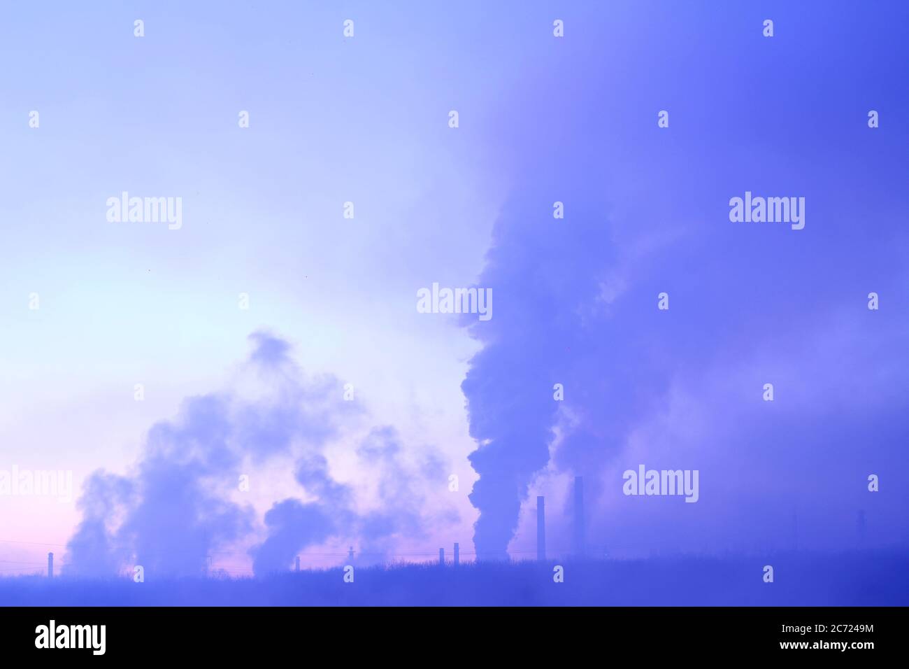 Gas, steam and smoke. Industrial chimneys time lapse. Metallurgical ...