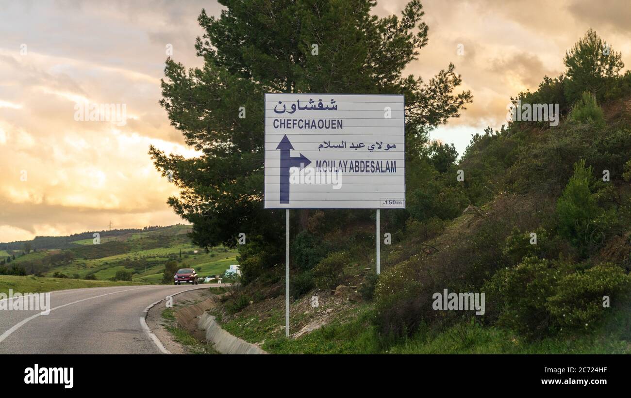 Chefchaouen , Morocco - April 2018: Chefchaouen the blue city traffic ...