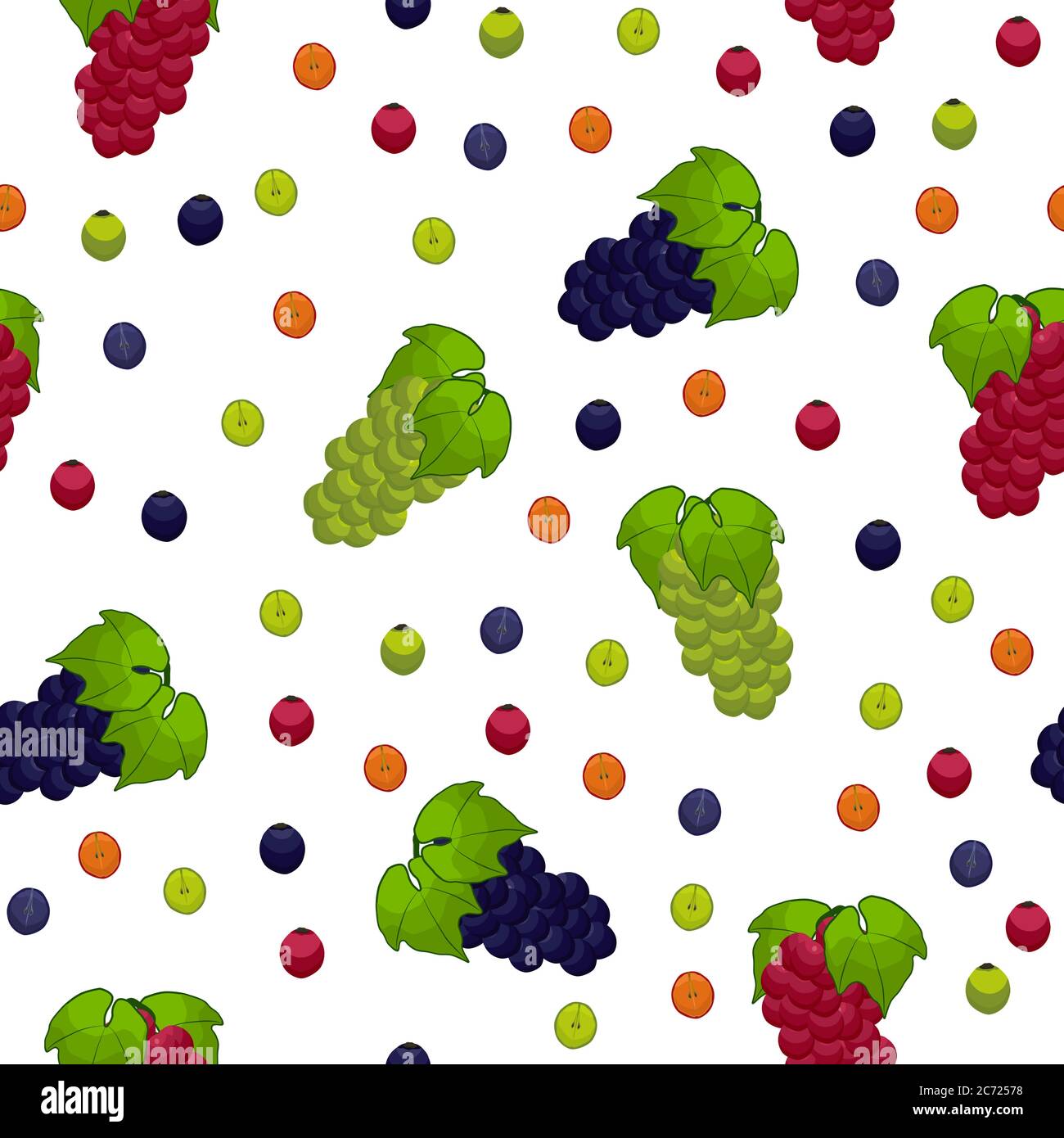 Illustration on theme big colored seamless grape, bright berry pattern ...
