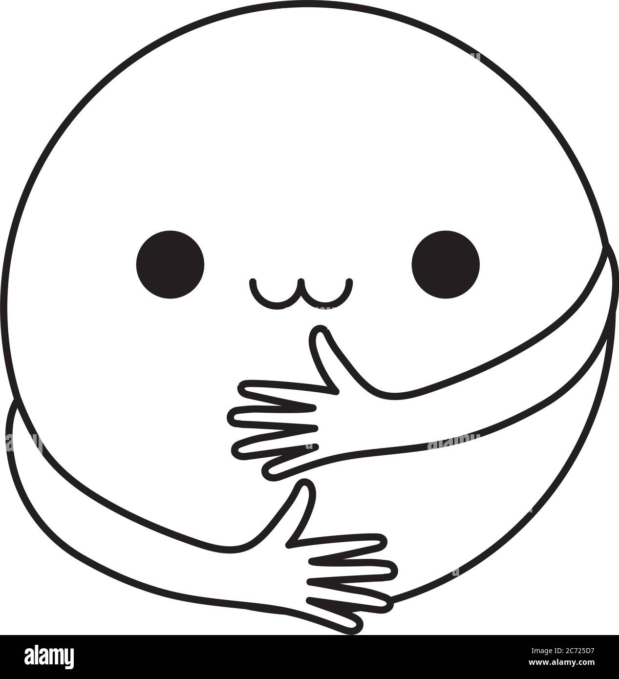 Happy emoji hugging line style icon design, Cartoon expression emoticon ...