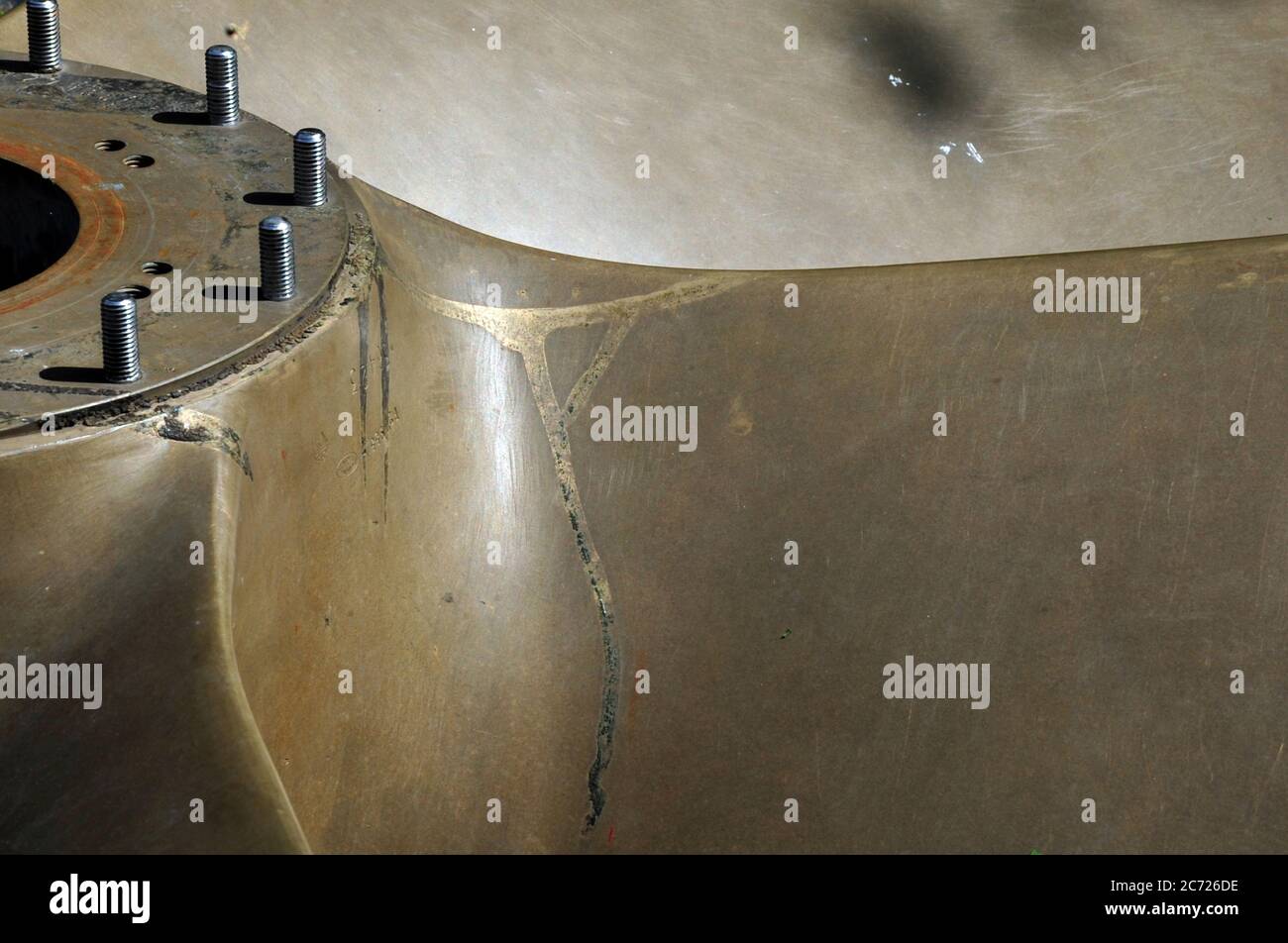 Abstract closeup of propeller blade. Horizontal photo with copy space ...