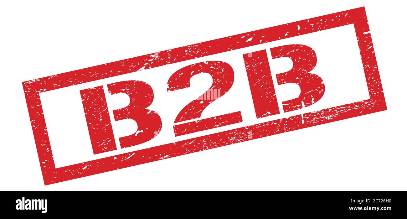 B2B red grungy rectangle stamp sign Stock Photo - Alamy