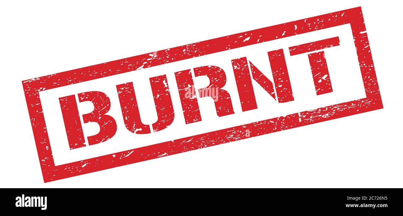 BURNT red grungy rectangle stamp sign Stock Photo - Alamy