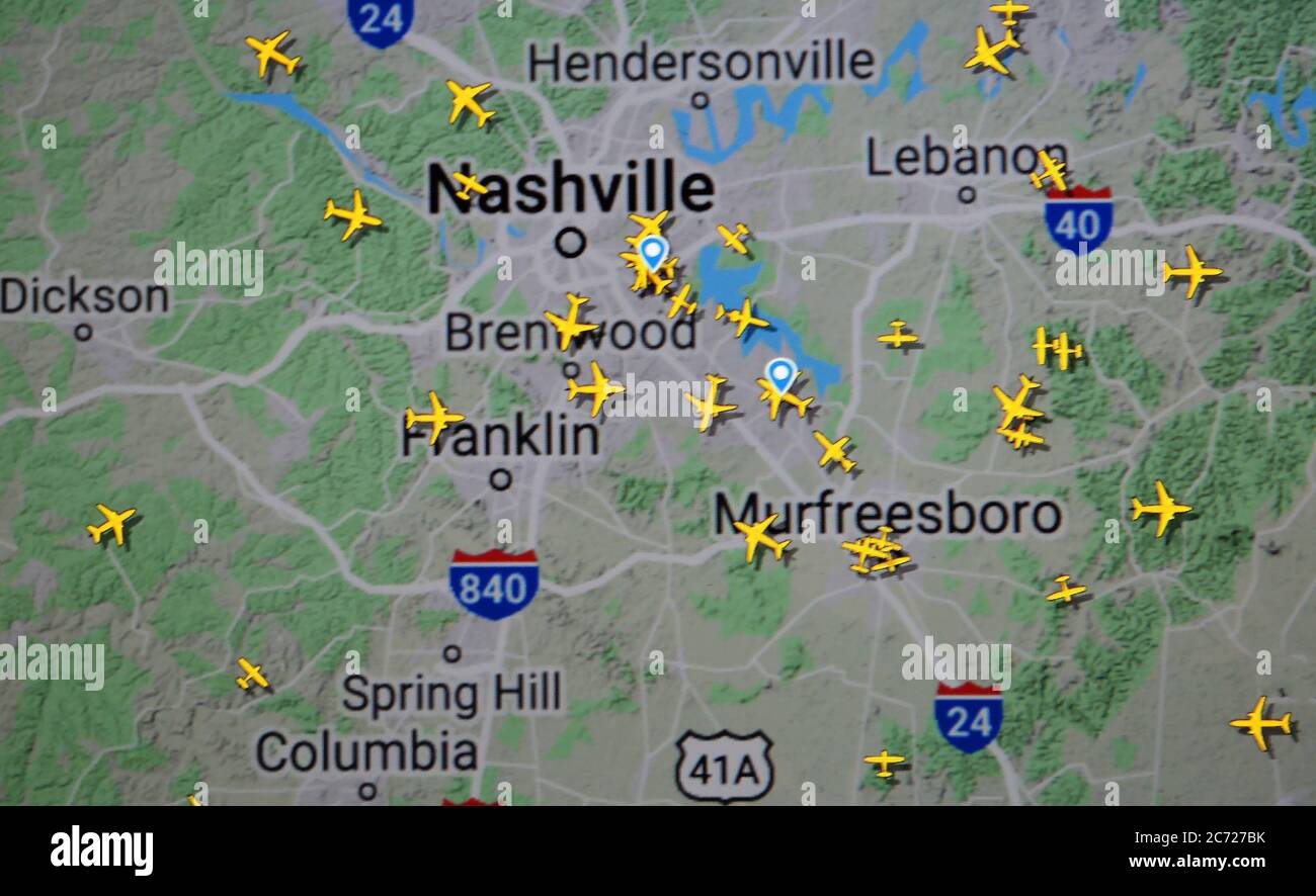 Tennessee airport map hi-res stock photography and images - Alamy