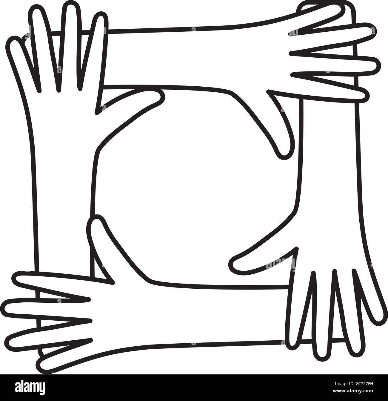 arms square line style icon design, Coworking teamwork and strategy ...