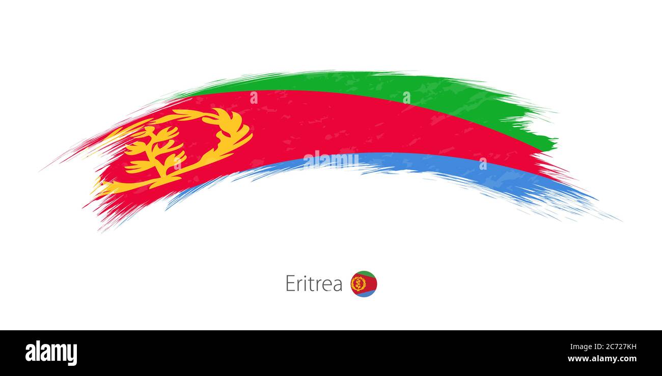 Flag of Eritrea in rounded grunge brush stroke. Vector illustration ...