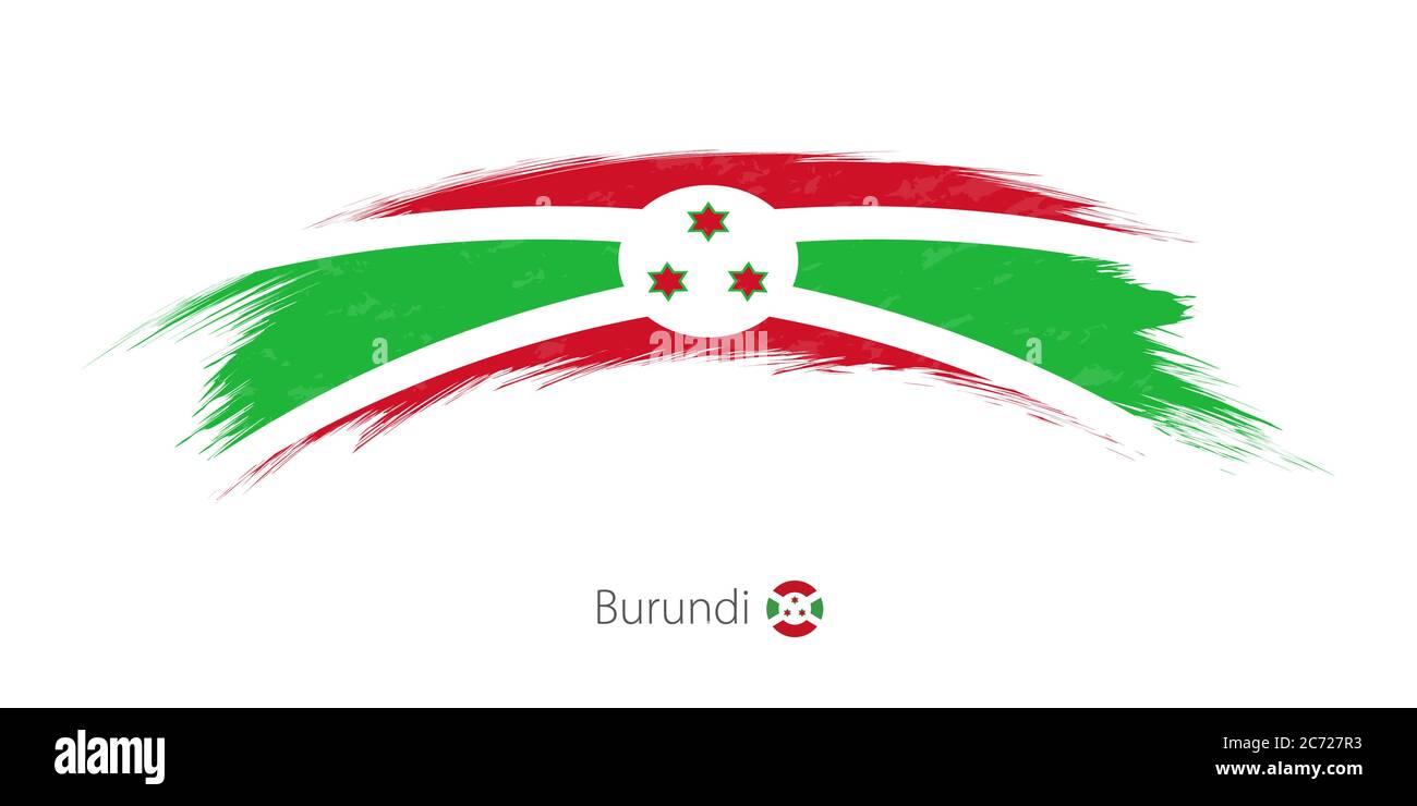 Flag of Burundi in rounded grunge brush stroke. Vector illustration ...