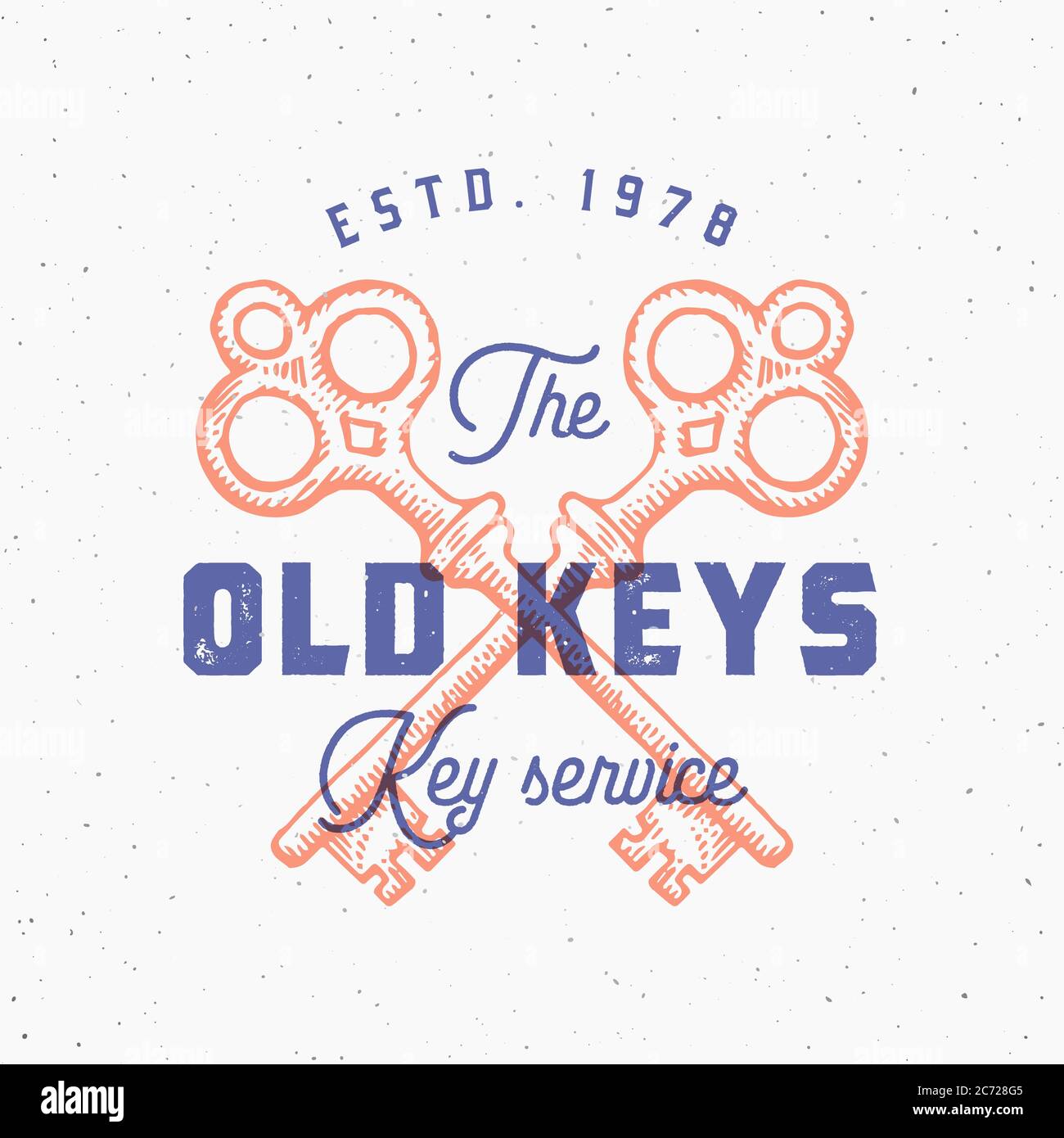 Retro Print Effect Old Keys Sign. Abstract Vector Sign, Symbol or Logo ...