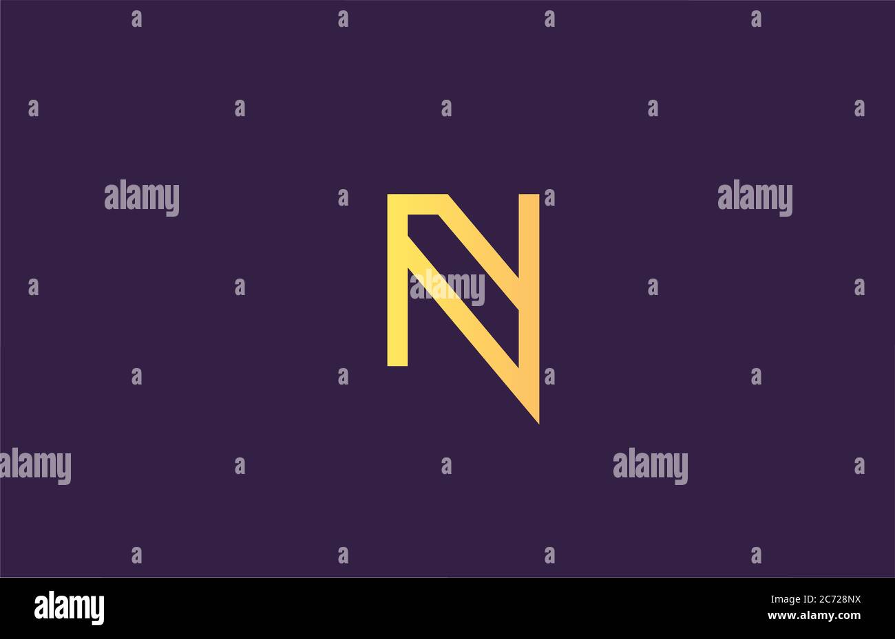N yellow purple alphabet letter logo icon for company. Simple line ...