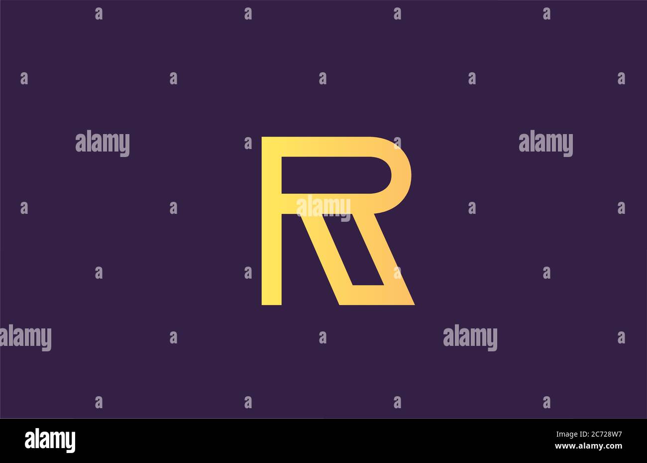 R yellow purple alphabet letter logo icon for company. Simple line ...