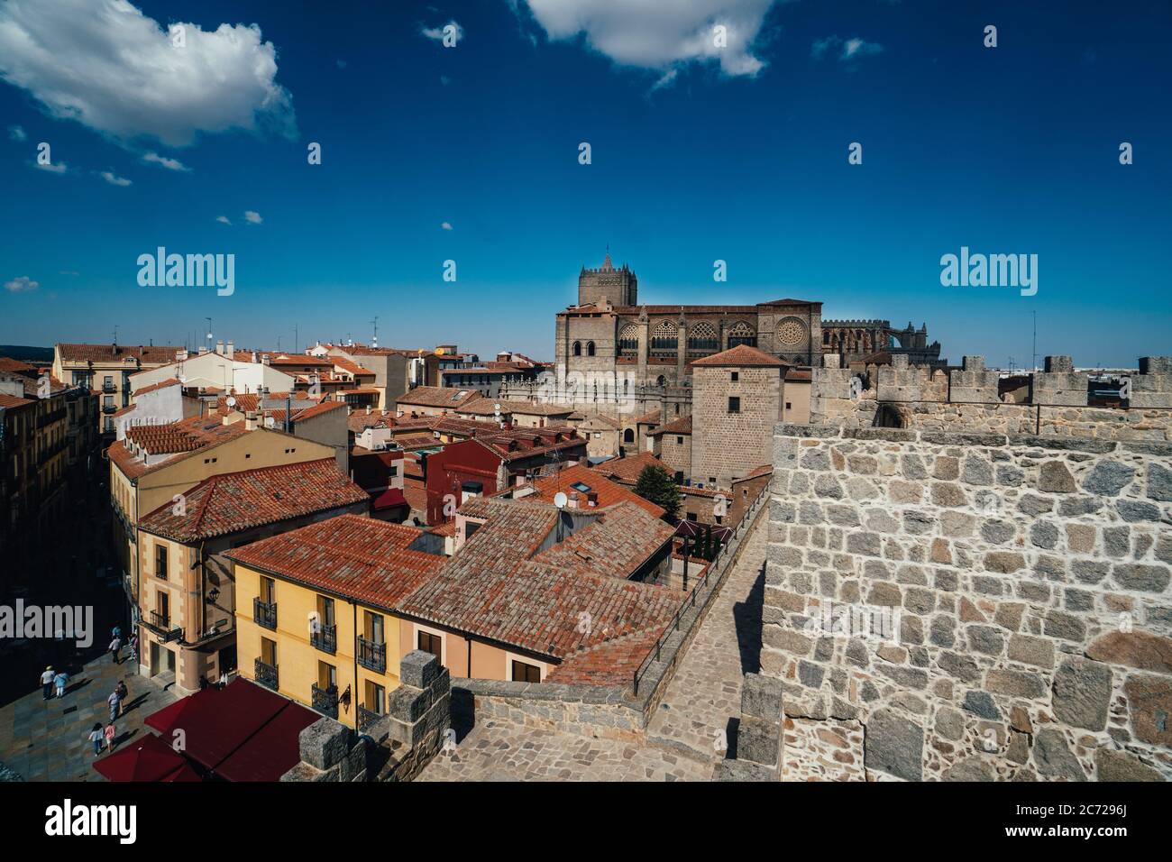 October 01, 2018: Avila, Castile and Leon, Spain. Medieval Avila Castle ...