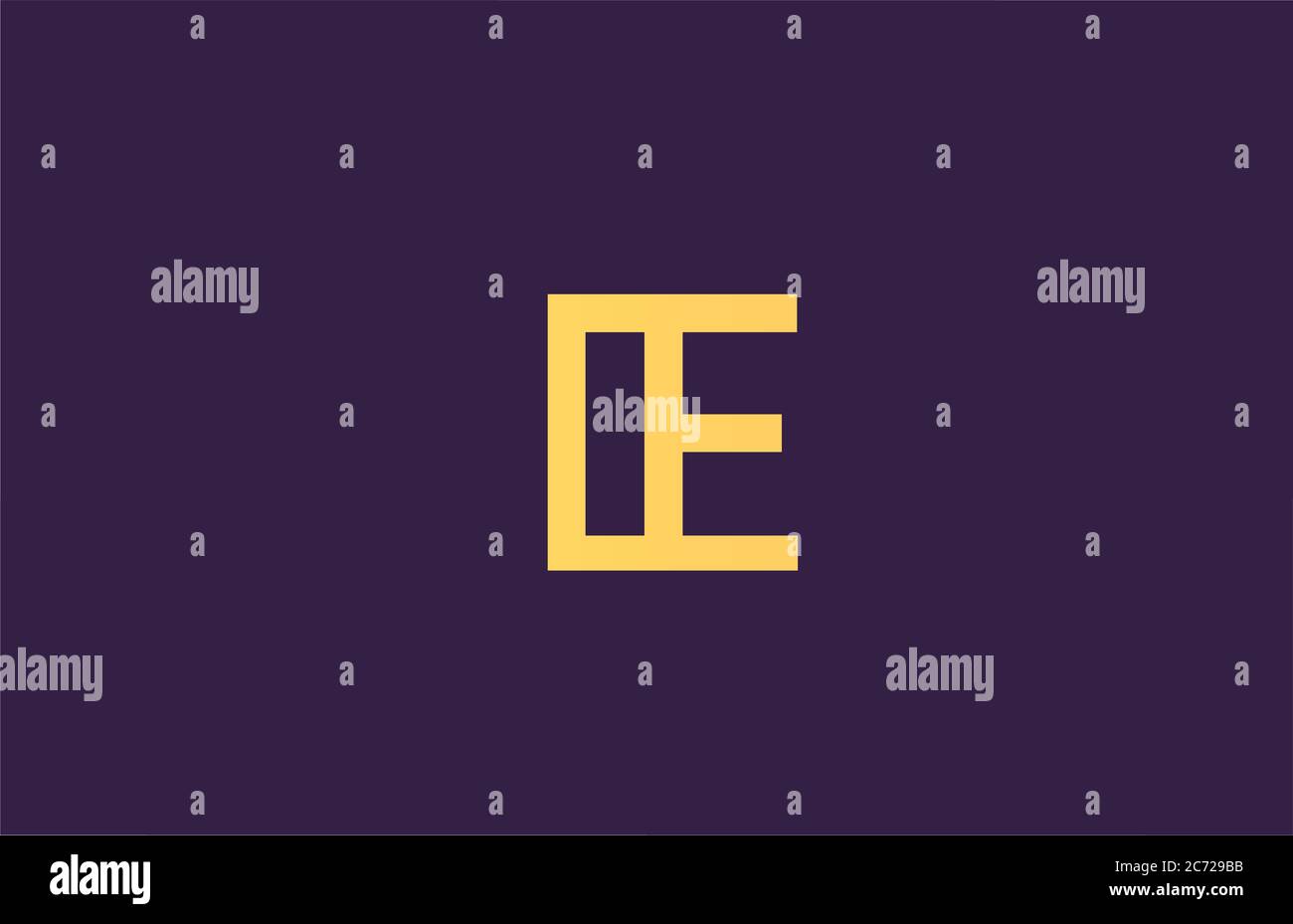 E yellow purple alphabet letter logo icon for company. Simple line ...