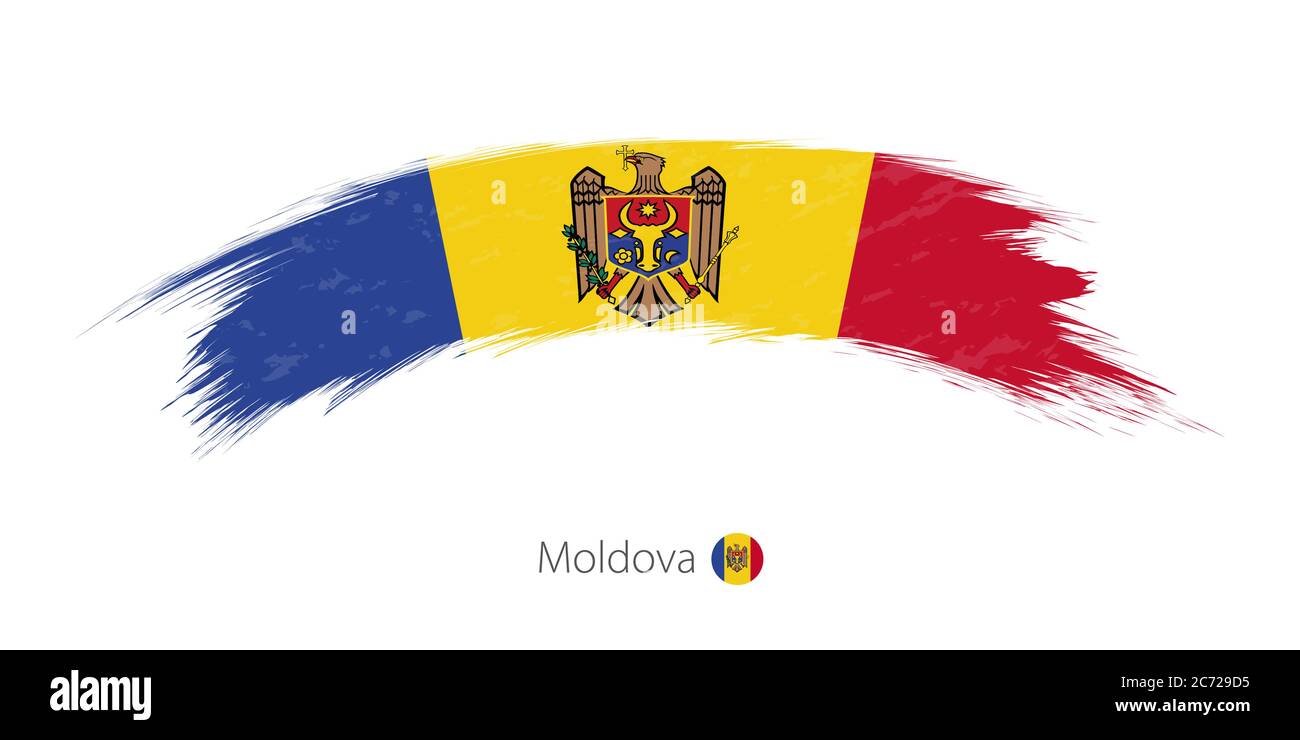 Flag of Moldova in rounded grunge brush stroke. Vector illustration ...