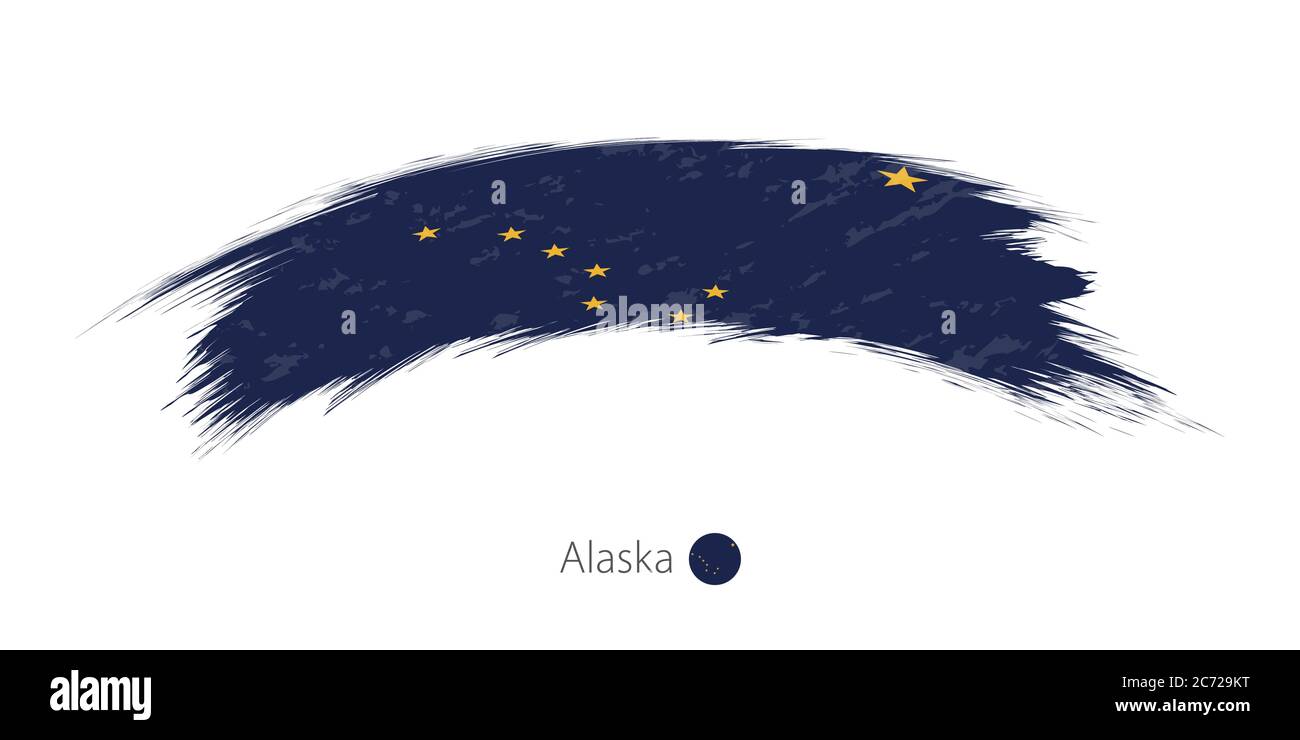 Flag of Alaska state in rounded grunge brush stroke. Vector ...