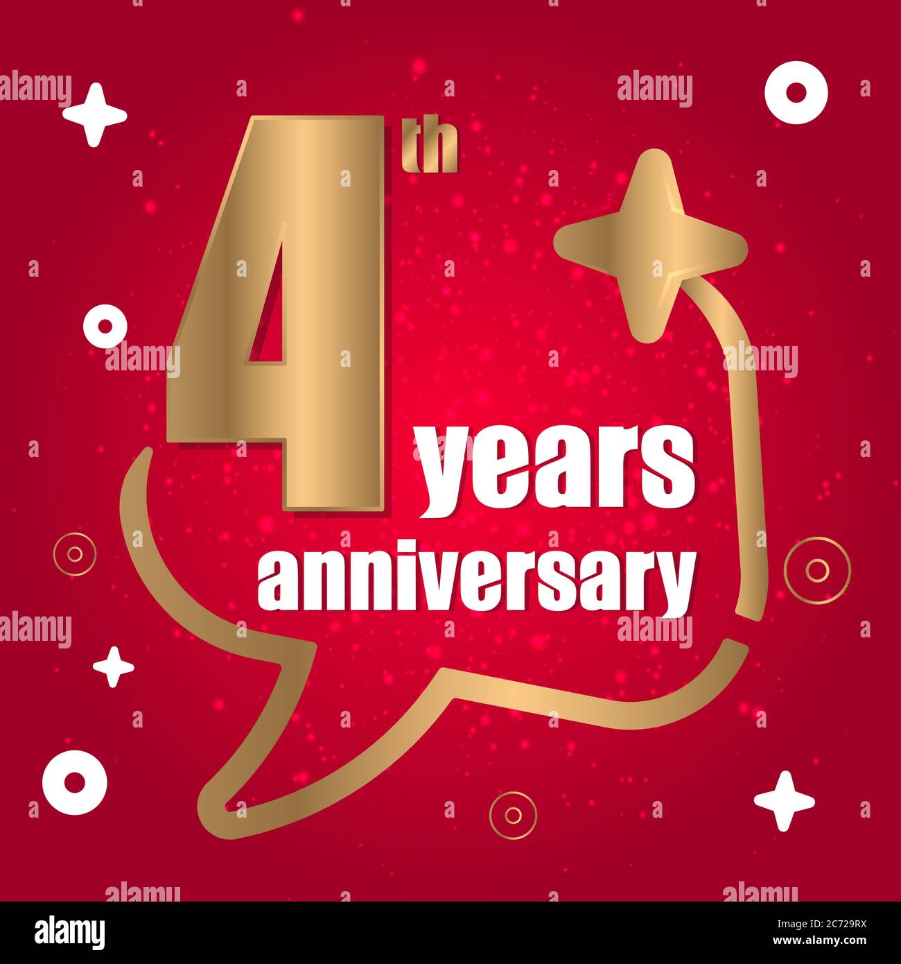 4 years card. Beautiful banner greeting scratched calligraphy text word ...