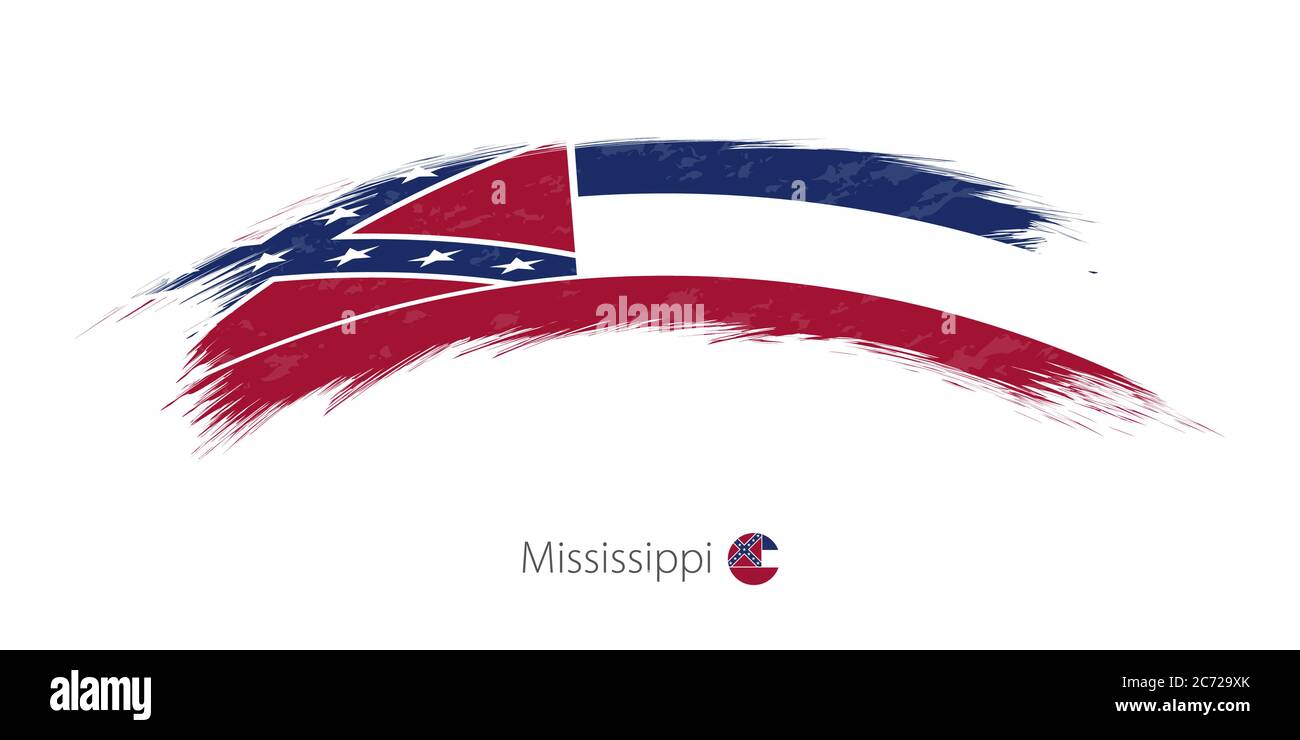 Flag of Mississippi state in rounded grunge brush stroke. Vector ...