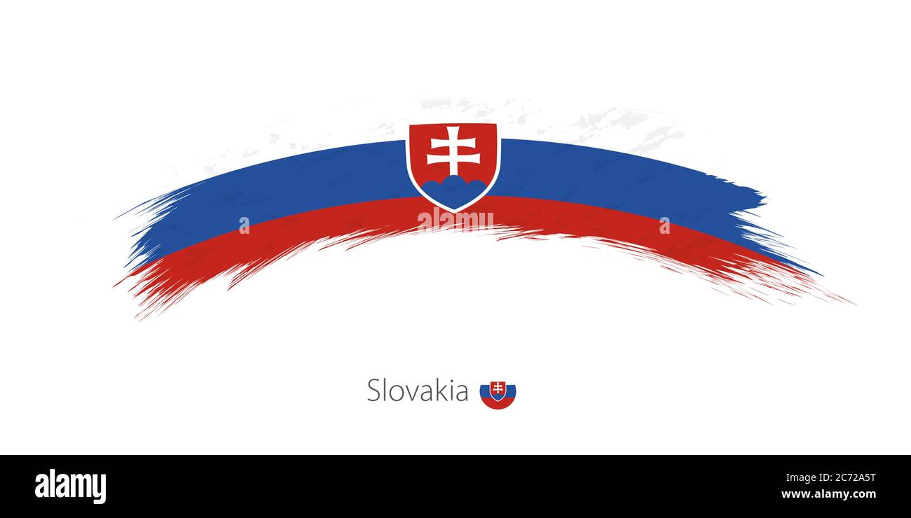 Flag of Slovakia in rounded grunge brush stroke. Vector illustration ...